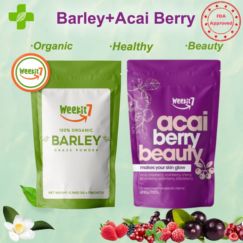 Weekit7 Barley Grass Powder Orignal Collagen Acai Berry Barley Set ...