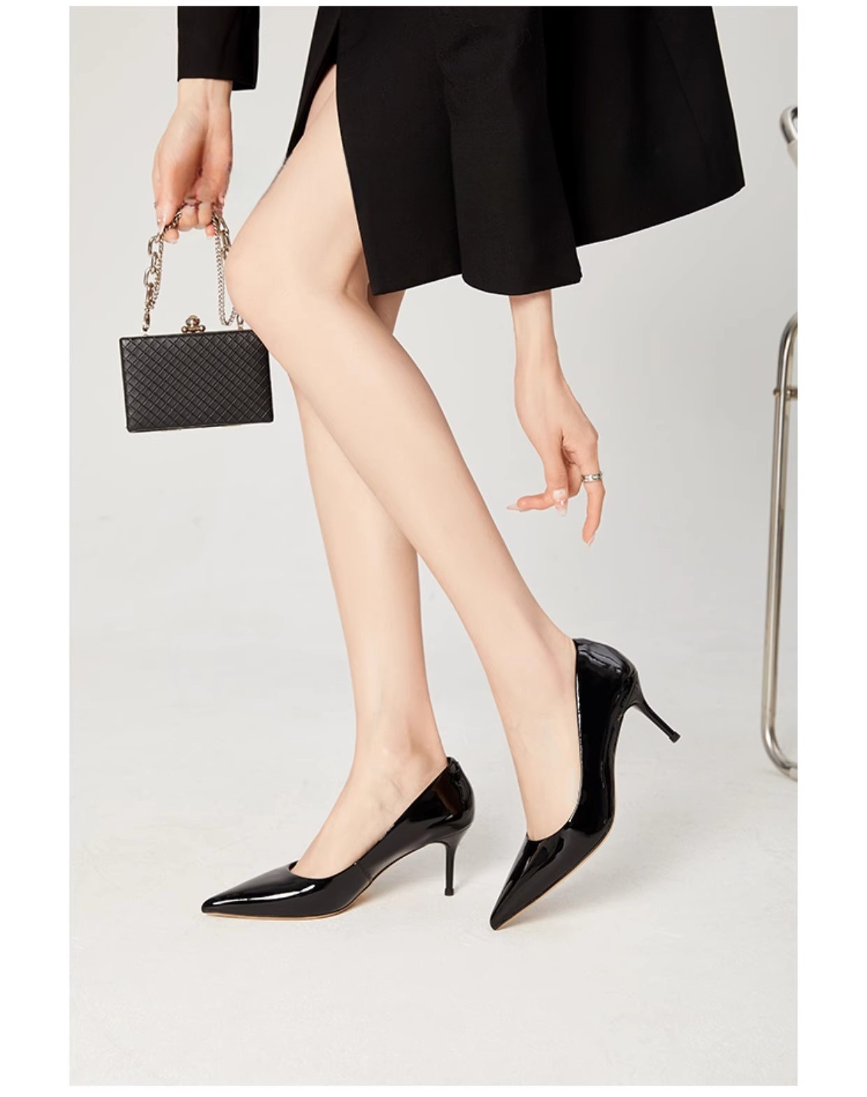Henice Women Office Leather Pointed Toe Stiletto High Heels for ...
