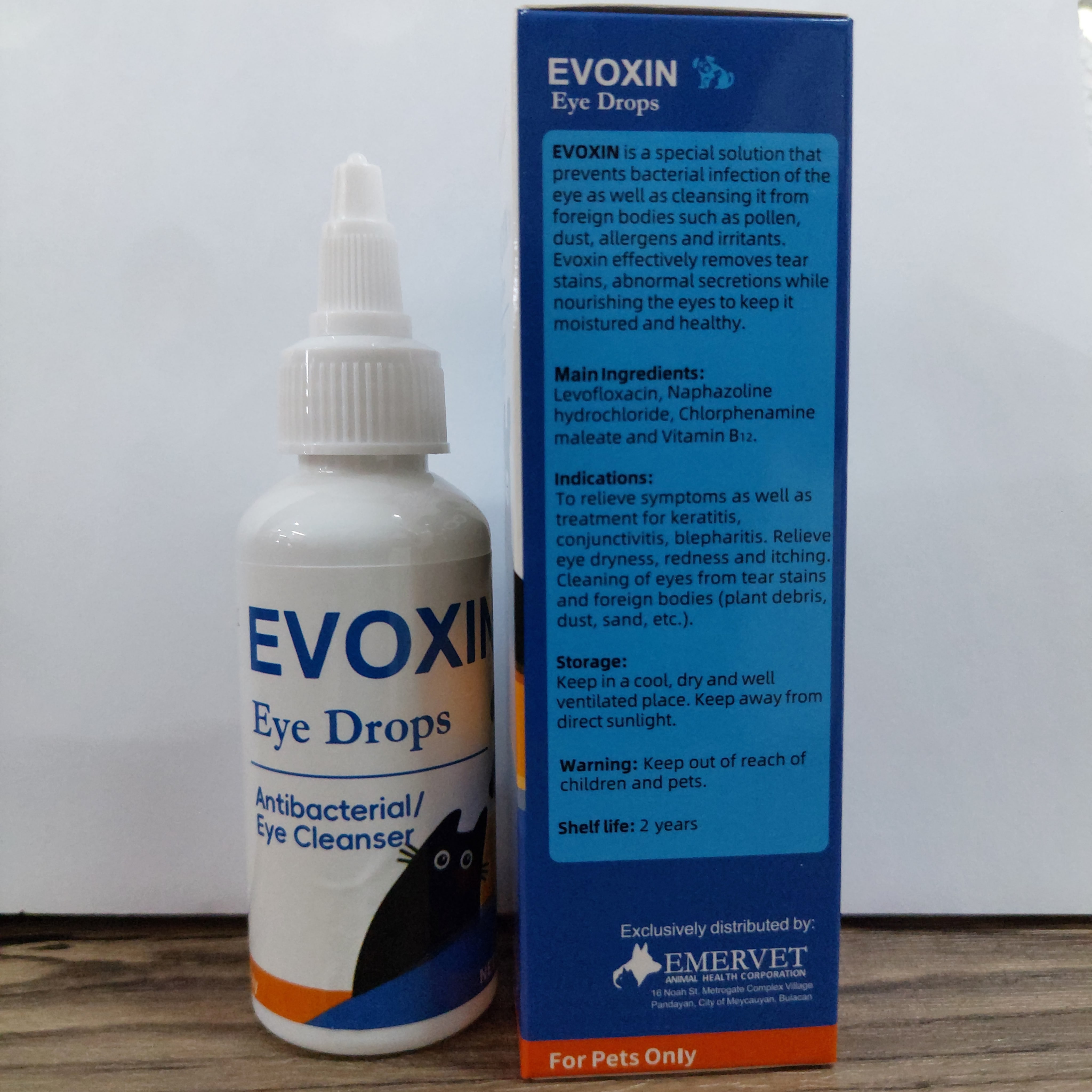 EVOXIN EYE DROPS (AntiBacterial Eye Cleanser) For Pets Only 60ml ...