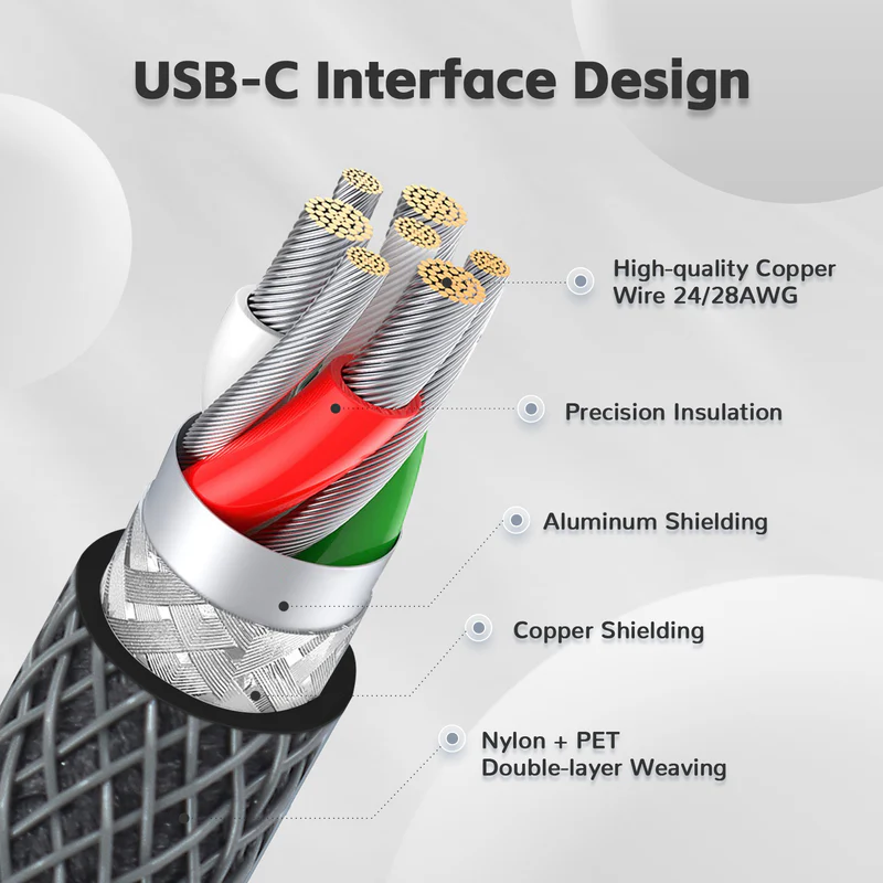 Attack Shark C01 Pro Coiled Cable Double Sleeved Type-C Cable With ...