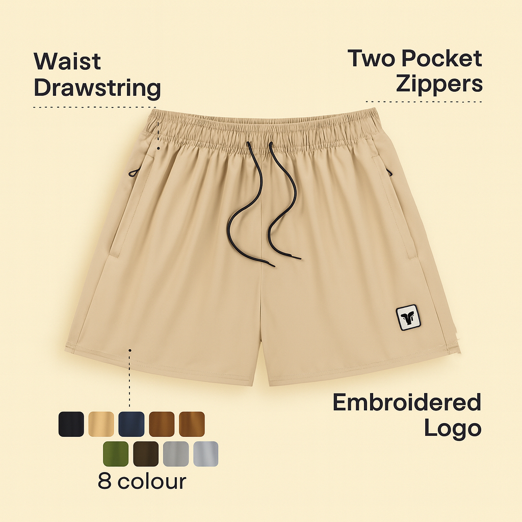 BUY 1 GET 4 Total 4pcs Casual Shorts with Zipper Pockets & Embroidered ...