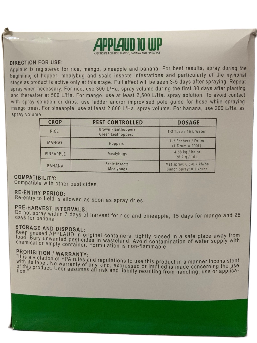 APPLAUD 10WP INSECTICIDE 1 Box / 12 sachets | Shopee Philippines