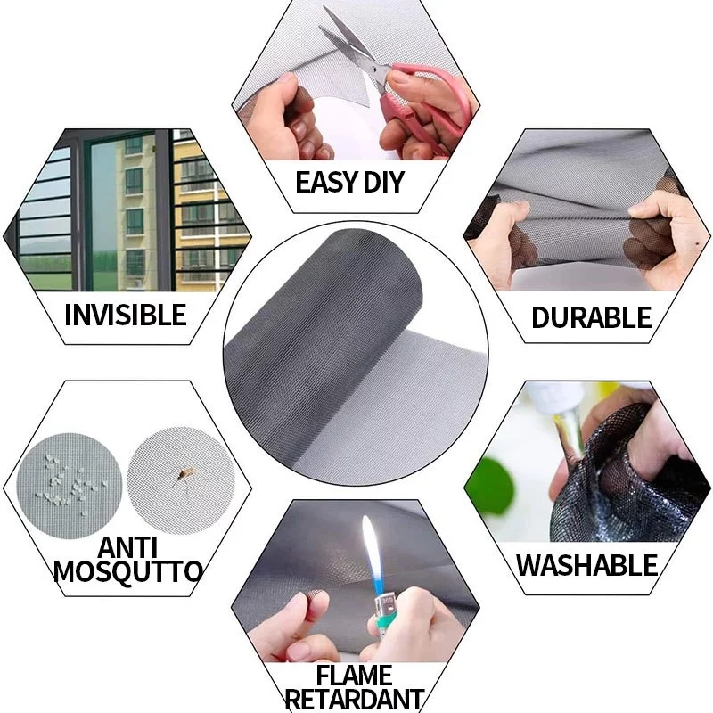 30M DIY Fiberglass Window Screen Mesh Durable Anti-Insect for Windows ...
