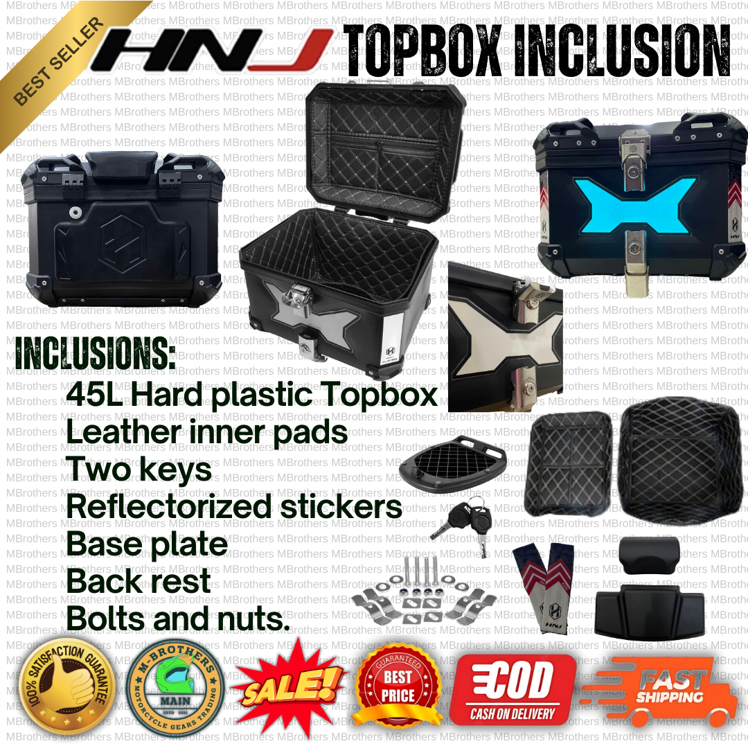 Topbox Only HNJ Light Box Dual Lock - 45 Liters Hard Plastic Topbox ...