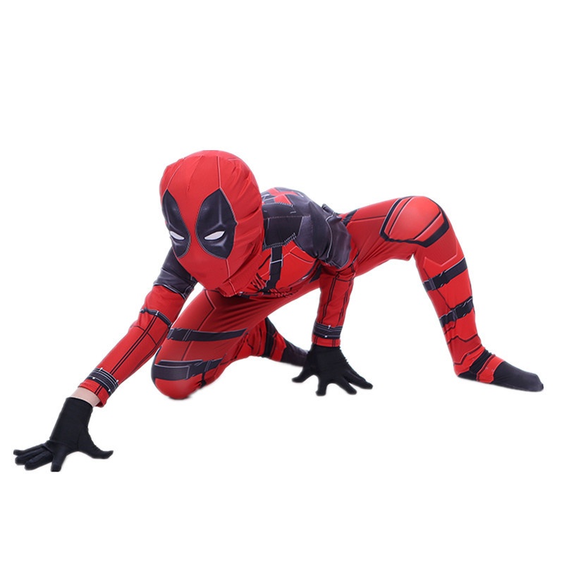 COD Deadpool Costume For Kid Boy 4-12yrs Halloween Cosplay Red Bodysuit ...