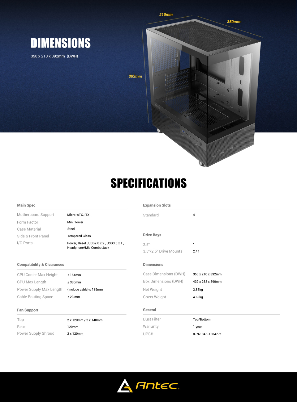 Antec CX200M Basic Mini-Tower Gaming PC Case - Black | Shopee Philippines