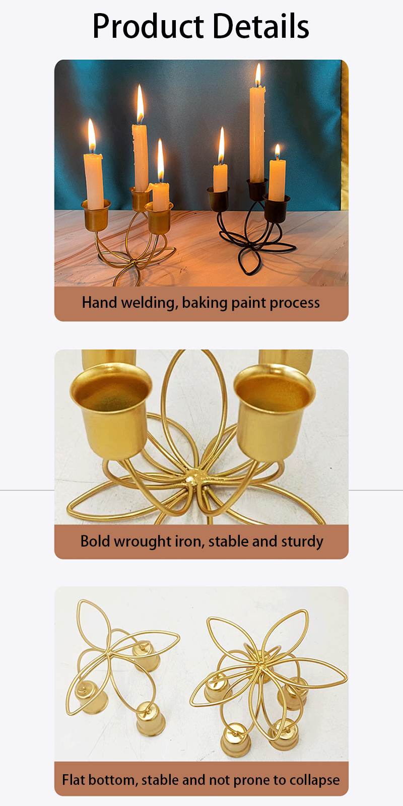 Candlestick Holder Decor Candlelight Dinner Props Romantic Iron ...
