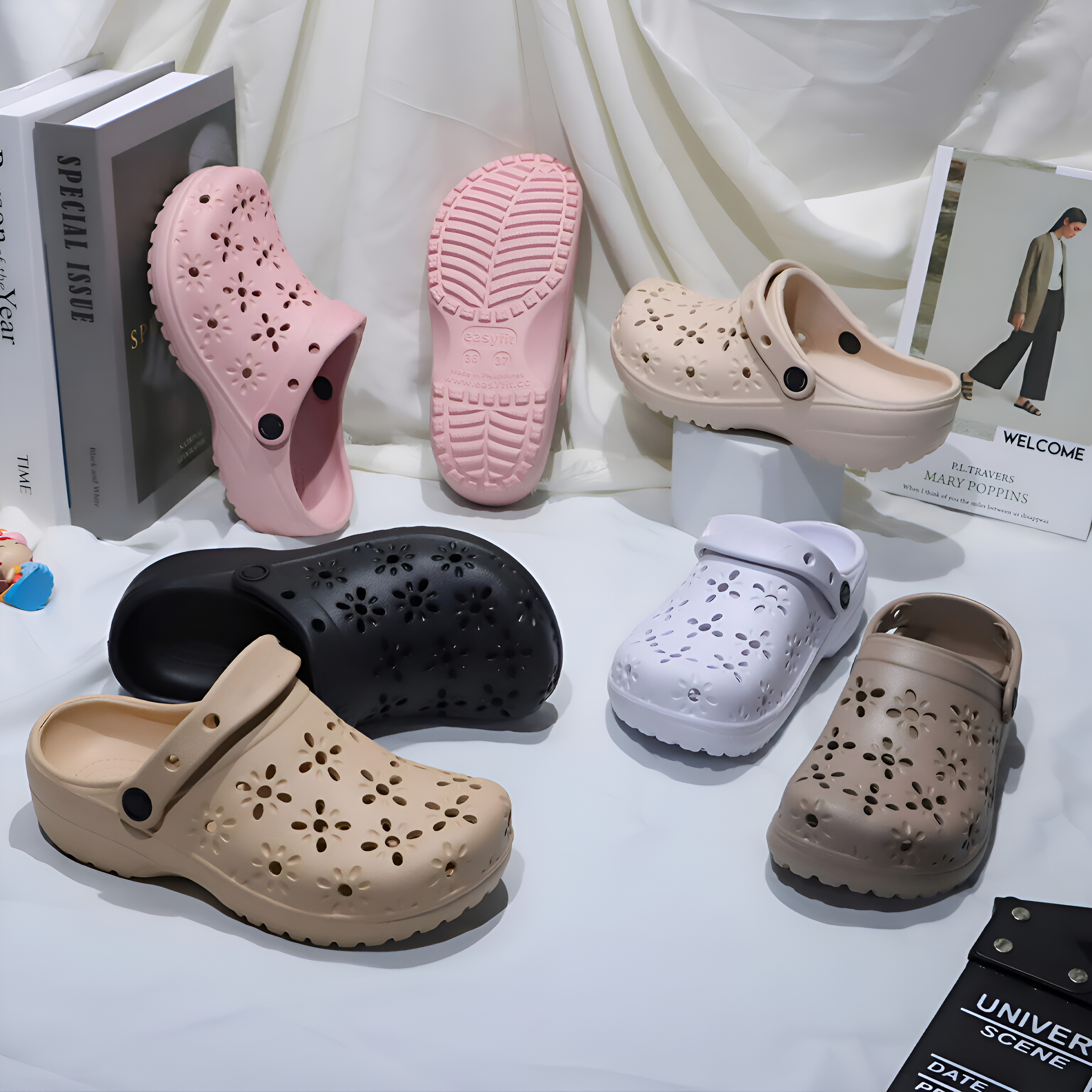 (FREE 4 PCS RANDOM JIBBITZ) New Clogs For Women Original Classic Floral ...