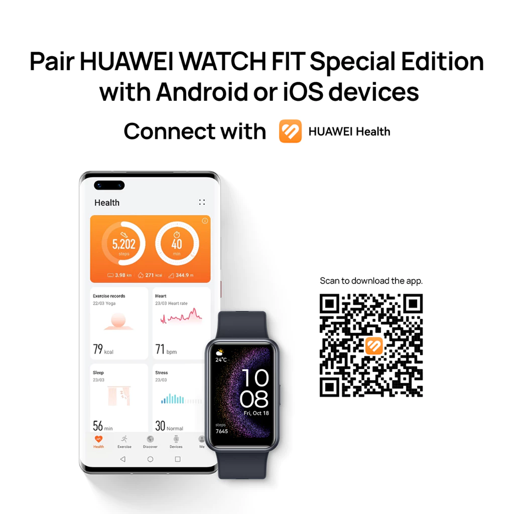 HUAWEI WATCH FIT Special Edition with GPS, Heart Rate & SpO₂ Tracking ...