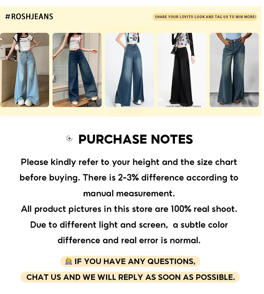 Rosh_Jeans Pants for Women Baggy Jeans pants Wide Leg retro denim High ...