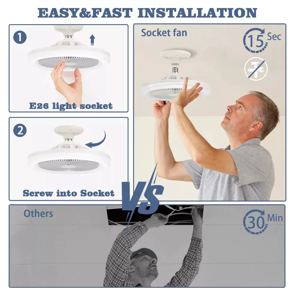 Ceiling Fan with Light Ceiling Light Remote Control LED E27 3 Colors ...