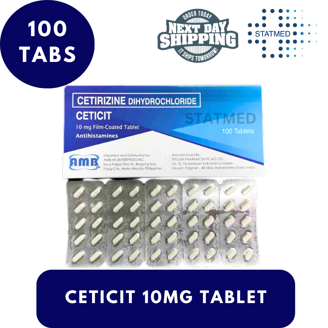 Ceticit Cetirizine 10mg Film Coated Tablet l 10, 50 & 100 Tabs | Shopee ...