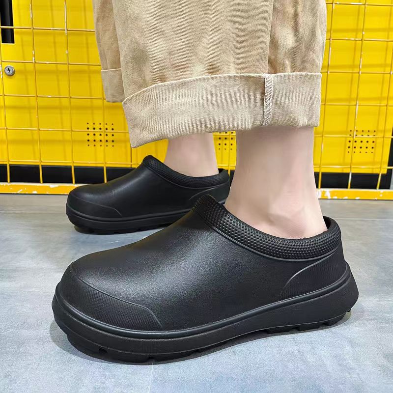 Black Chef Shoes Safety Shoes For Men Slip On Clog Shoes Shoes For ...