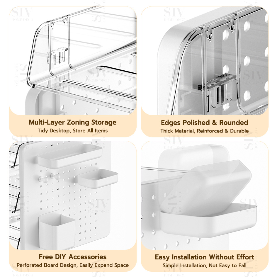 SIV Desk Organizer Rack Small Table Desktop Shelf With Pegboard For ...