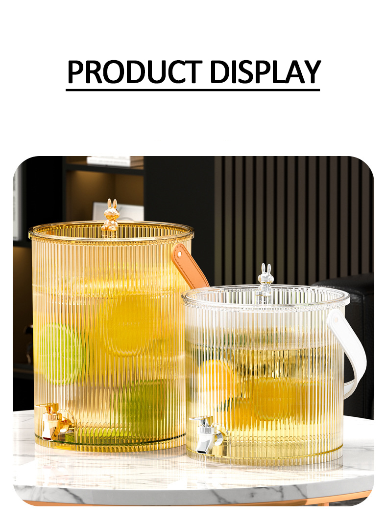 Luxury-sleek transparent gold 5-liter cold water pitcher with faucet ...