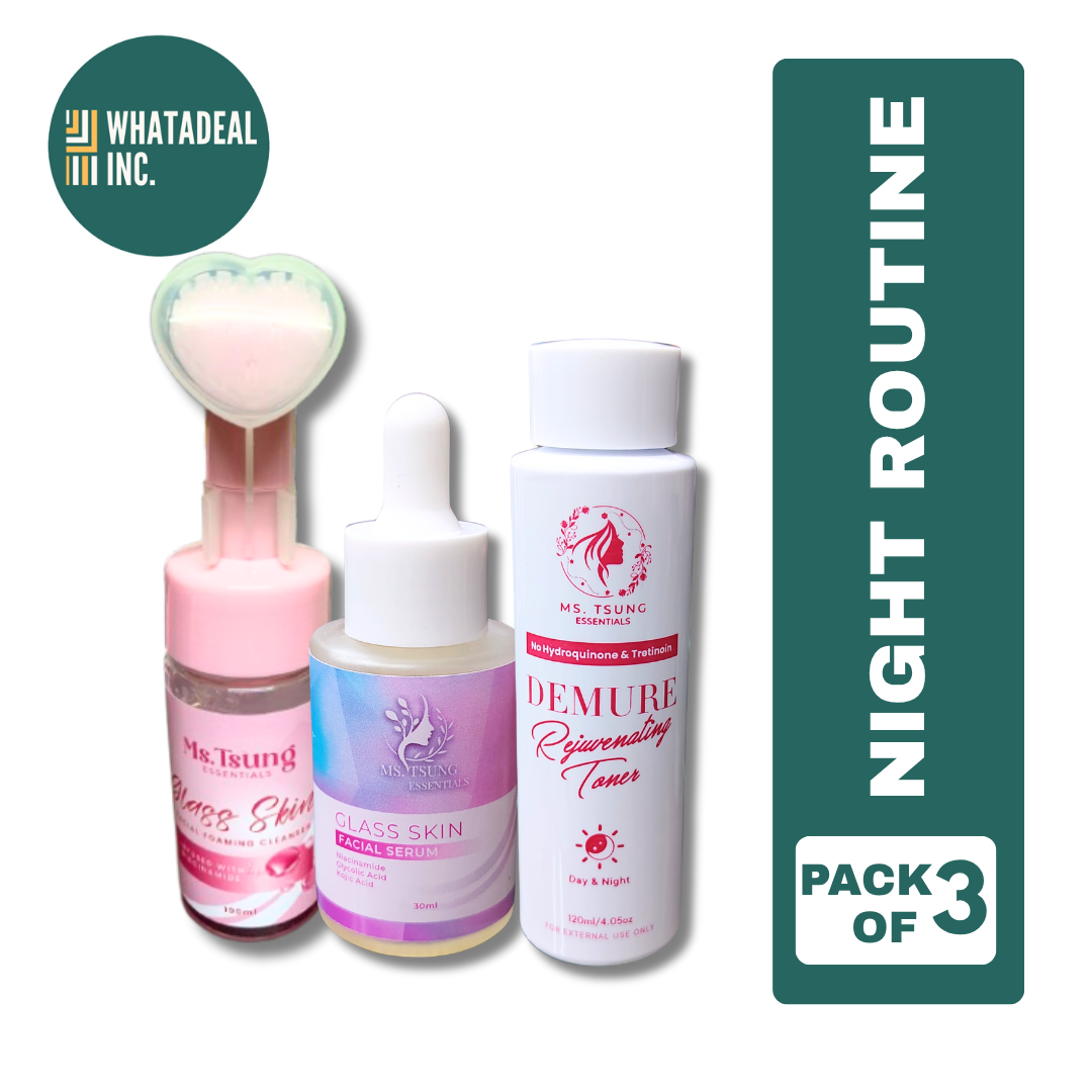Ms. Tsung Essentials Night Routine Facial Foaming Cleanser | Facial Serum | Rejuvenating Toner ...