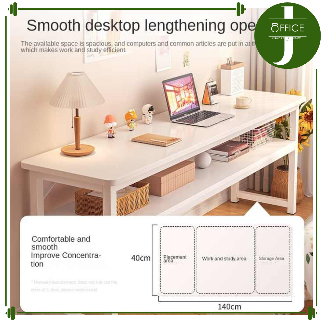 J.Office - Aesthetic Computer Table 2 Layer Long Desk Table Home Office ...