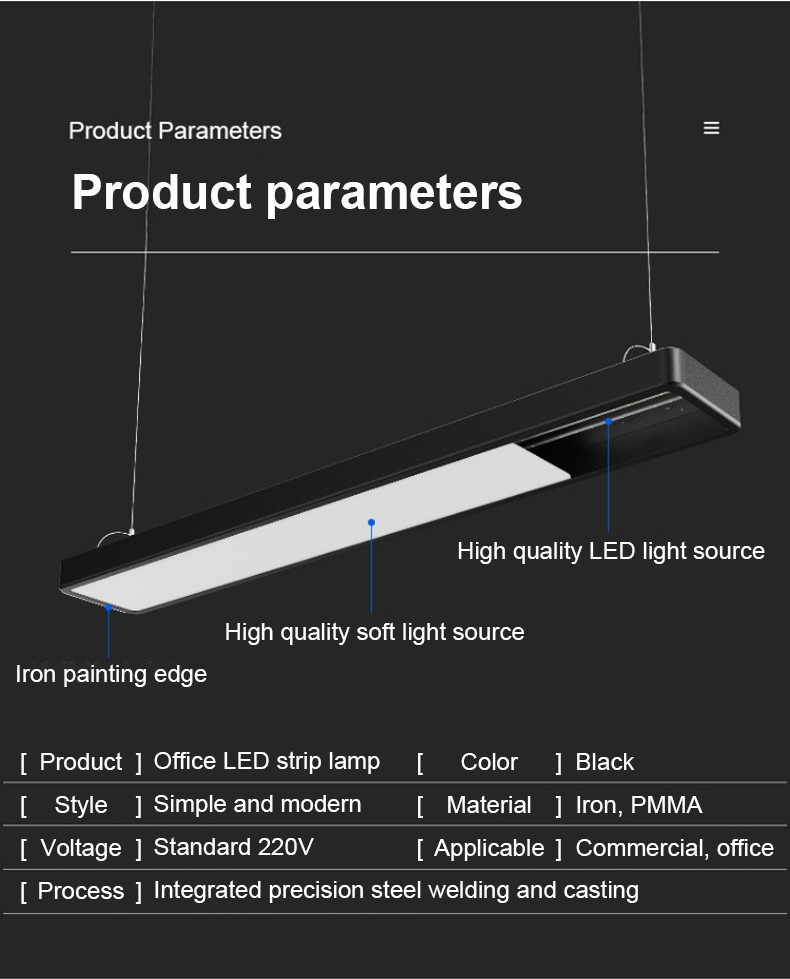LED Linear Light Office Hanging Pendant Light Power Saving Ceiling ...