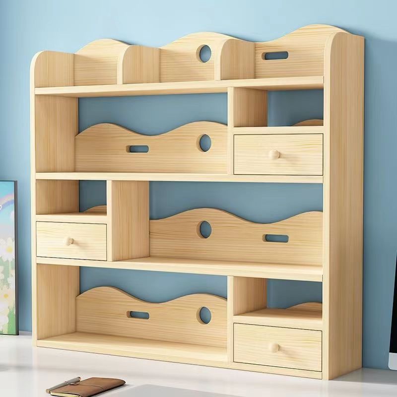 Simple solid wood bookcase student shelf children's storage bay window ...