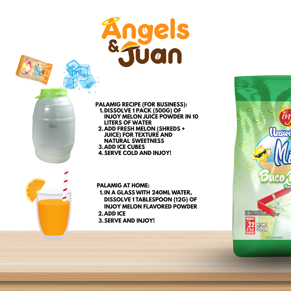 Injoy Unsweetened Melon Palamig Flavored Milk Powder Mix 500G ...