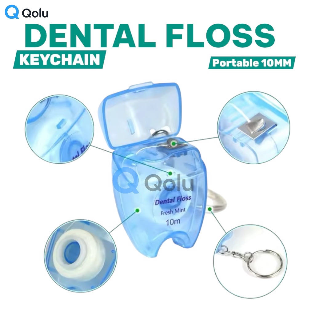 Dental Floss Keychain – 10mm Slim Waxed Minted Flosser for Braces ...
