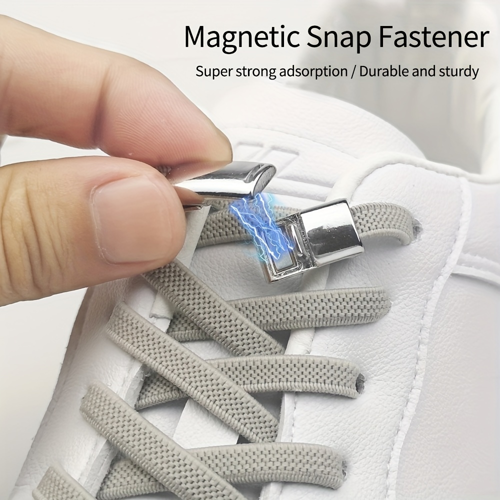 No-Tie Magnetic Shoelaces Elastic Flat Laces with Secure Locking Buckle ...