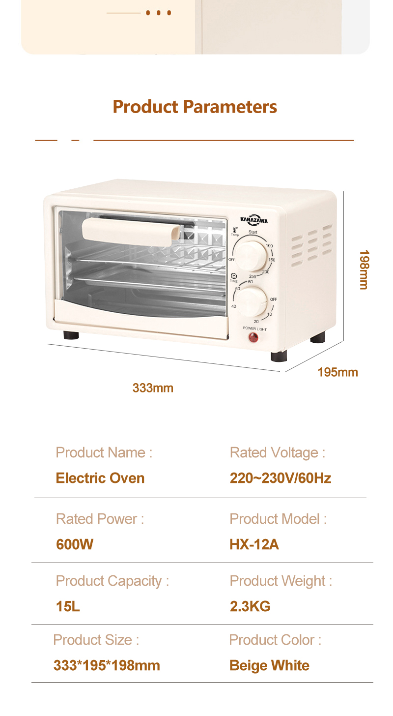 KANAZAWA 15L Electric Oven Multipurpose Double Layer Kitchen Baking ...