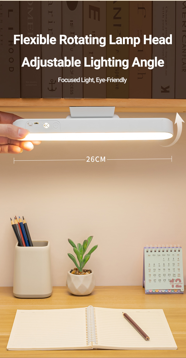 Magnetic LED Desk Lamp Rechargeable | Dimmable Table Light for Bedroom ...