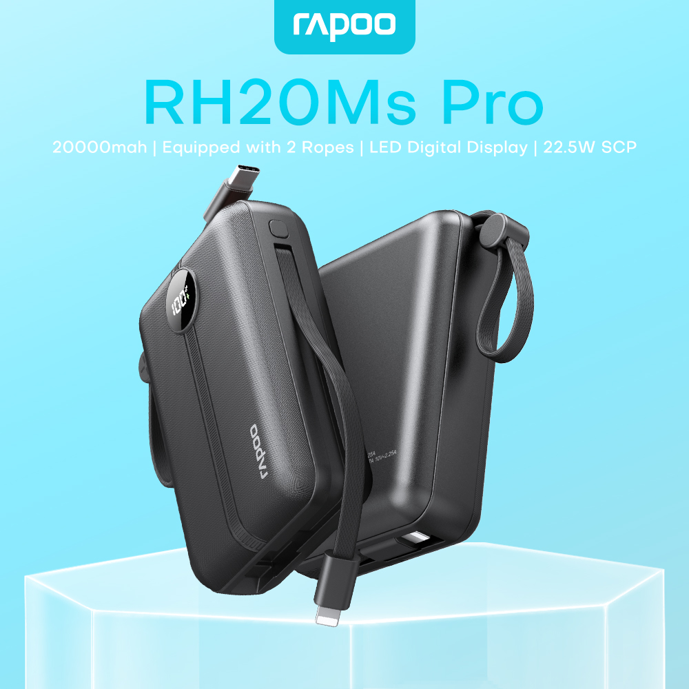 Rapoo RH20m Pro/RH20ms Pro 20000mAh Powerbank Built In Cable 22.5W ...