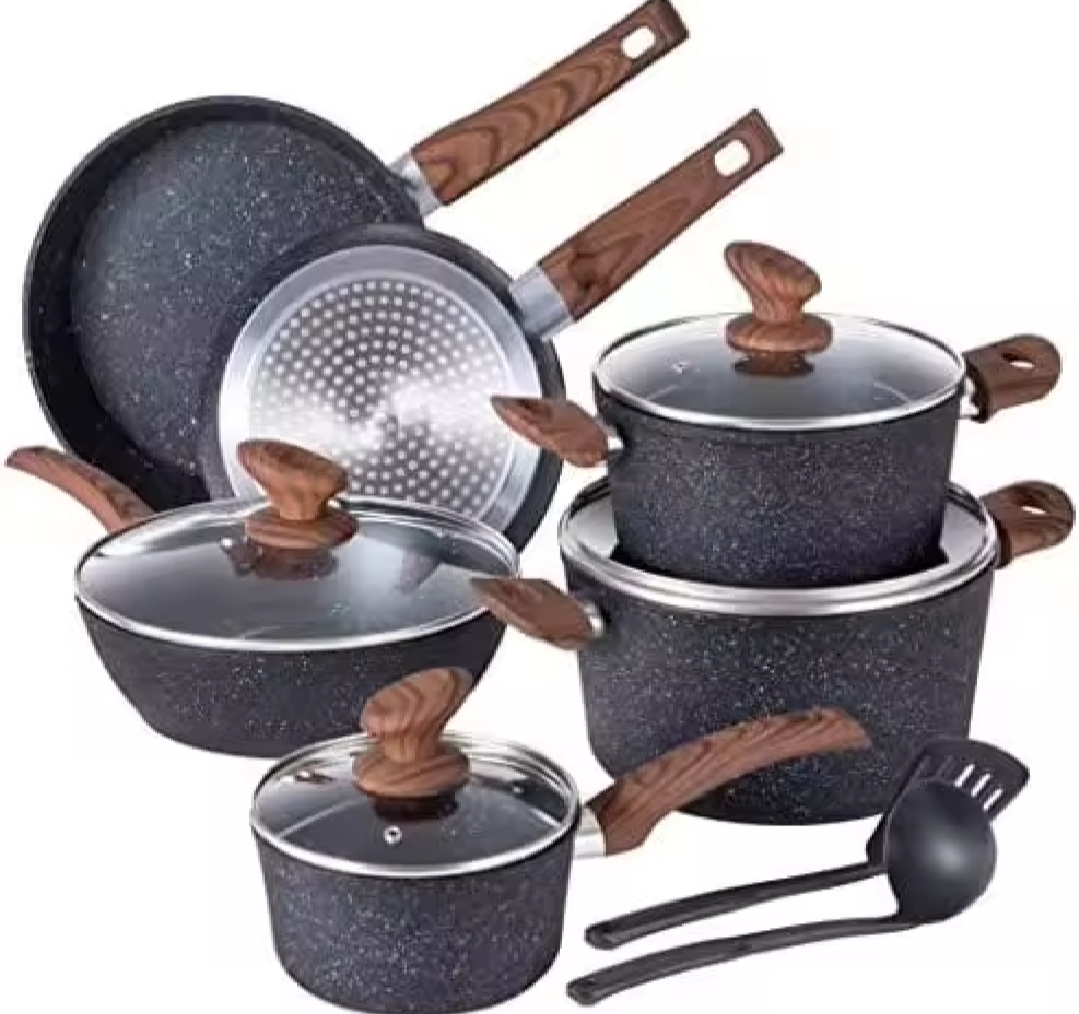 Non Stick Ceramic Cookware Set, Healthy Pot And Flat Bottomed Pot Set ...