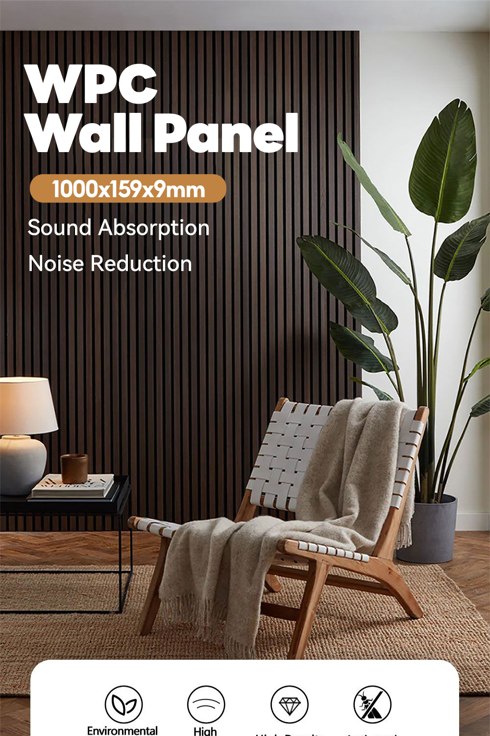 WPC Wallpaper Wood Panel Board Grille Design Ecological Board TV ...