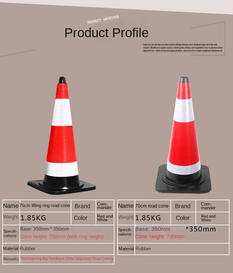 60CM 70CM 90CM rubber cone roadblock cone ice cream cone traffic safety ...