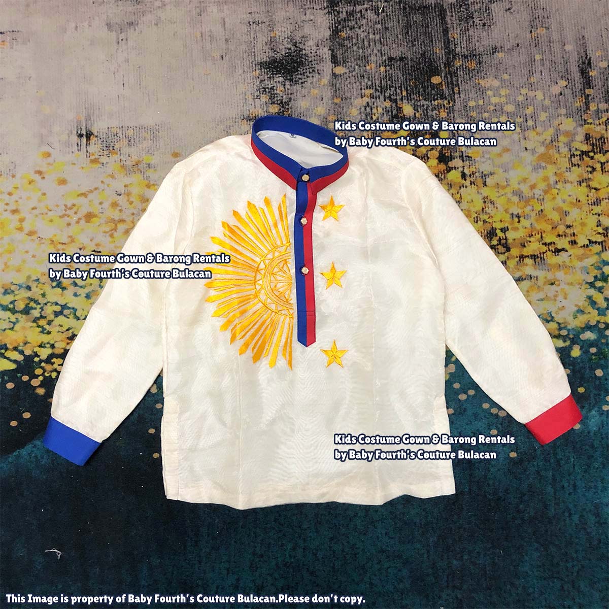 Buwan ng Wika Embroidered "Three Stars and a Sun" (Sinag Design) Barong ...