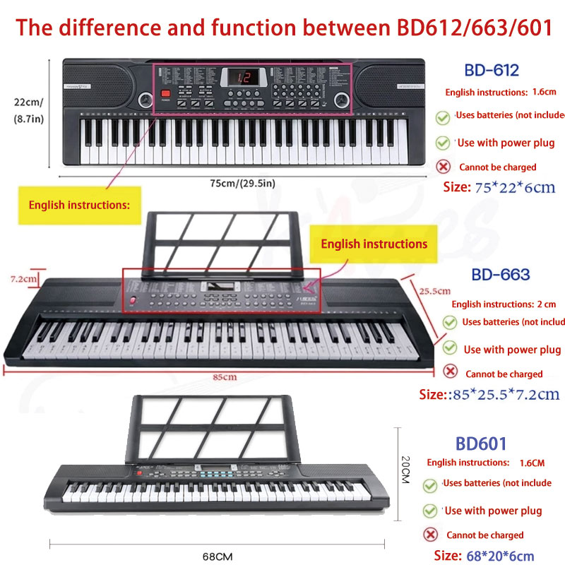 KAWES Electronic Keyboard Piano 61 Keys Beginner Digital Piano with ...
