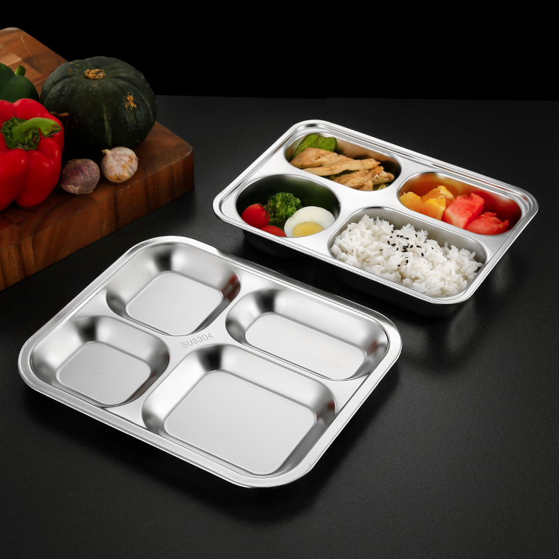 Food grade 304 stainless steel fast food tray partitions Adult meal box ...