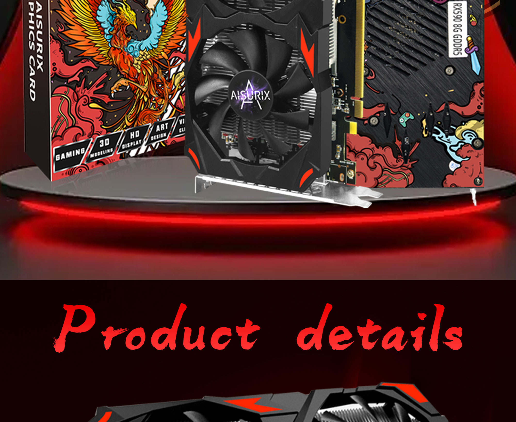 AISURIX RX590 8G NEW Graphics Card GDDR5 256Bit 2304sp AMD PC GPU Video ...