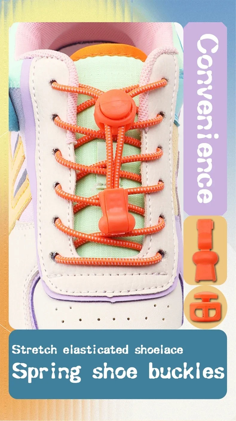 No Tie Elastic Shoelace Quick Lazy Laces Rubber Sneakers Shoelace ...