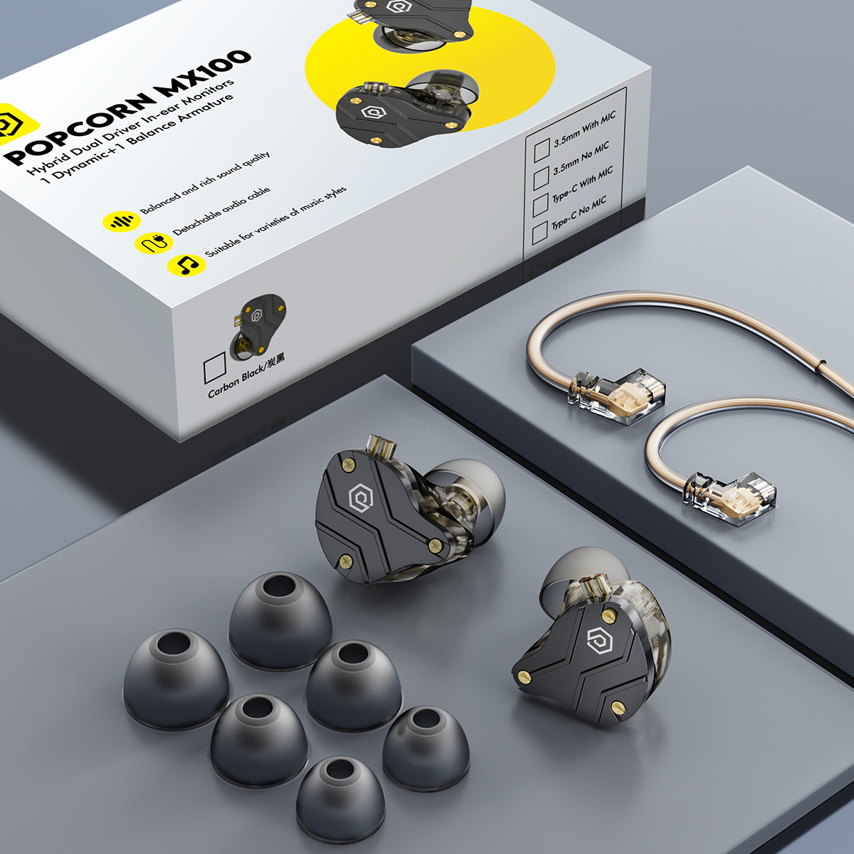 Popcorn MX100 Gaming Headset In-Ear Monitor Earphones Noise Cancelling ...
