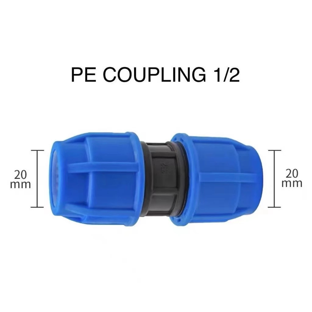 PE Connector/Compression Fittings 1/2" 3/4" 1" Coupling/Elbow/Tee/Cap/Adapter For PE/PVC Blue ...