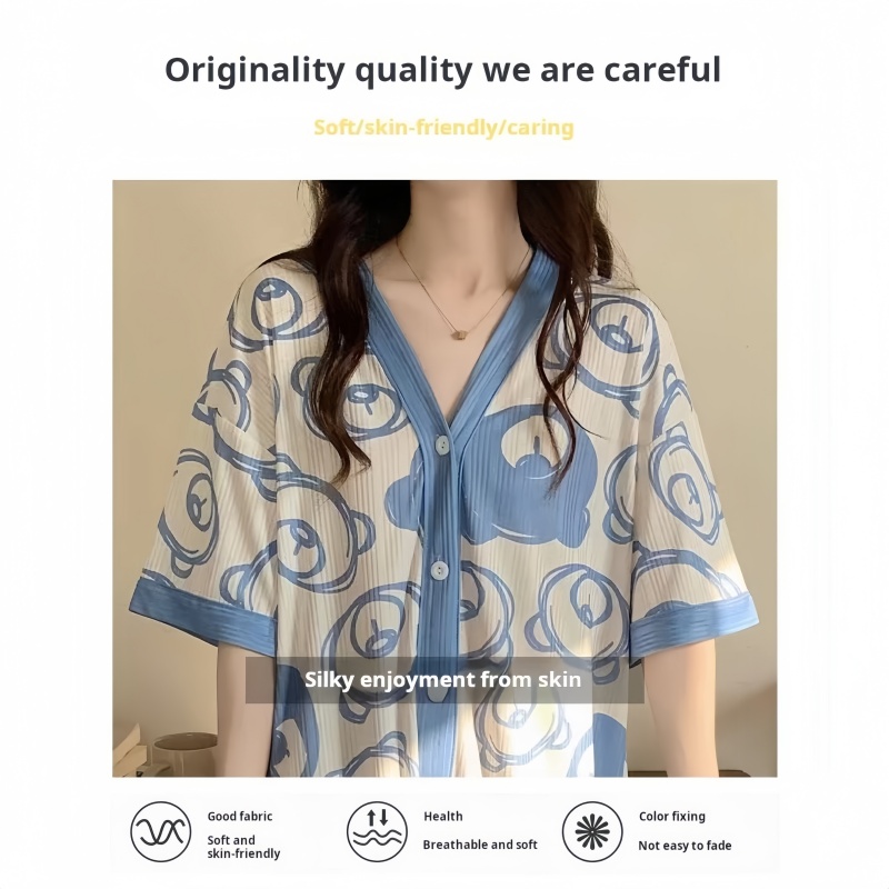 GD korean V neck style Daster cotton cardigan sleepwear dress for women ...