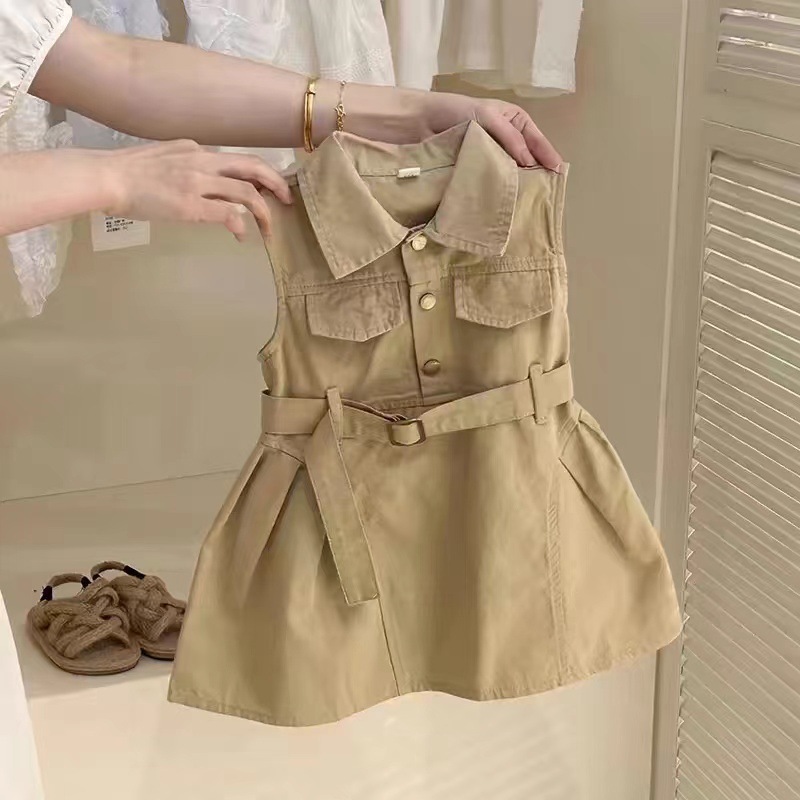 SUNDAY KIDS Korean Girls clothes sleeveless Dress Fashion Workwear ...