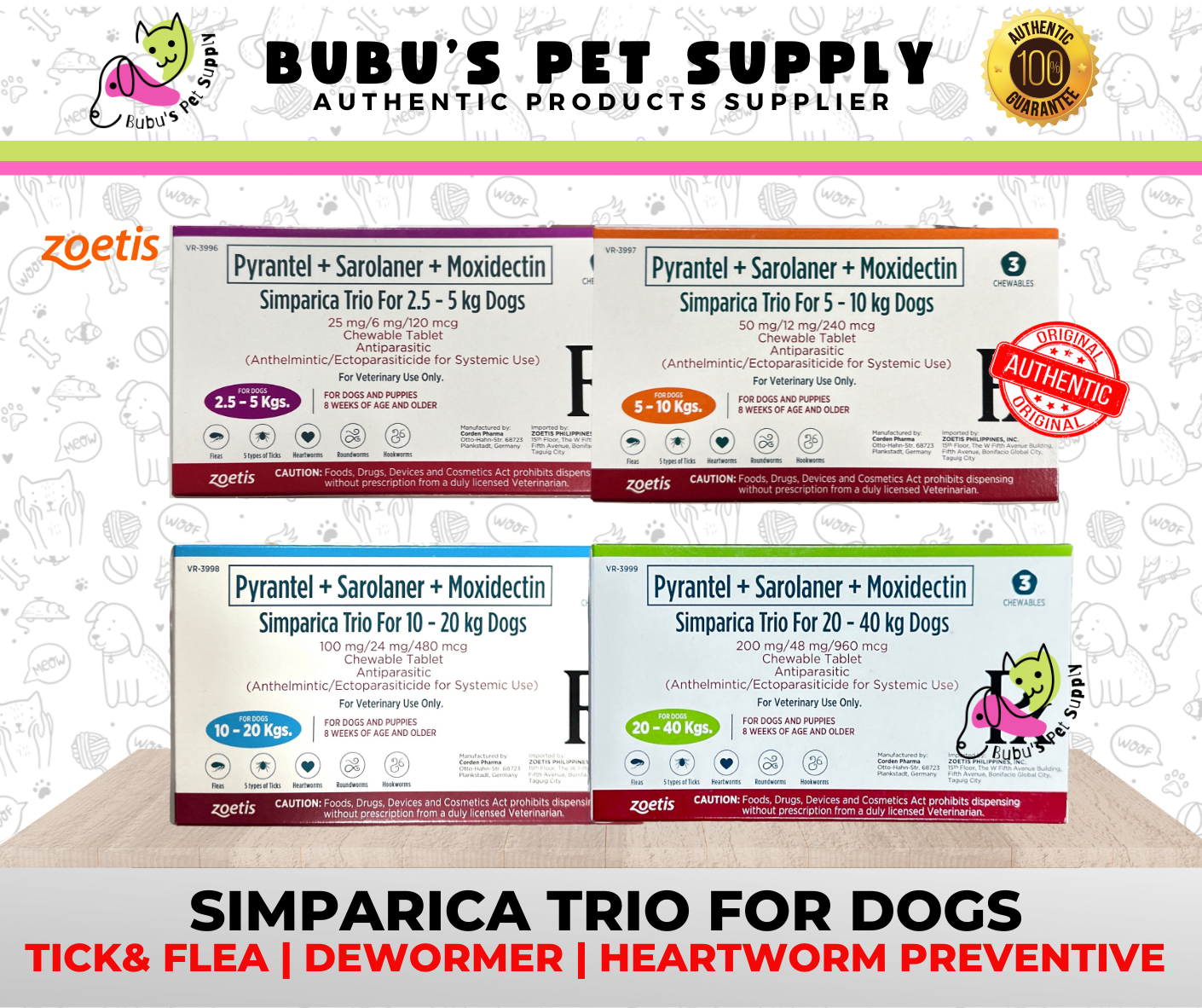 SIMPARICA TRIO FREE STICKER CHEWABLE TABLET FOR DOGS AGAINST TICKS ...