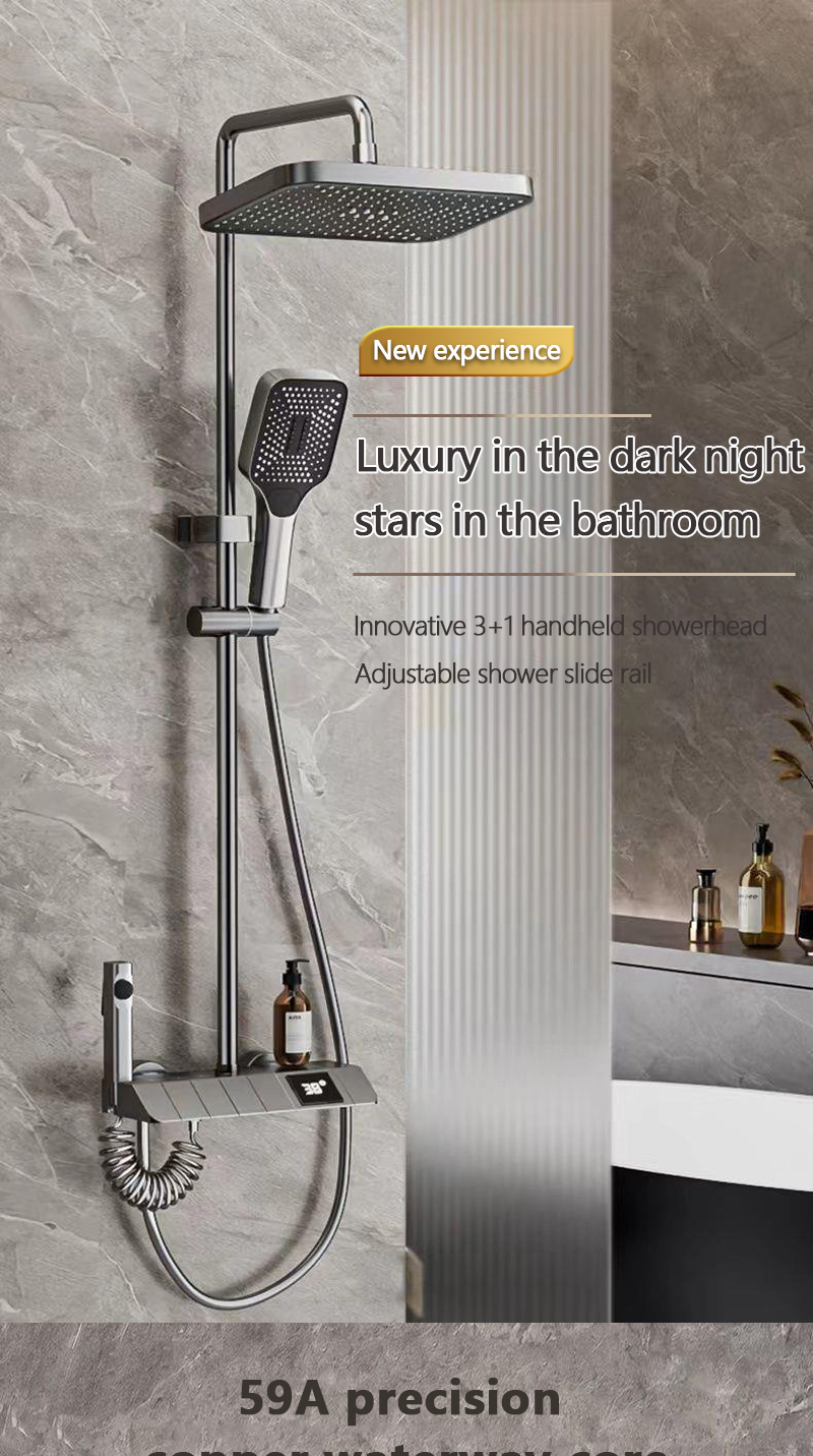 Shower Set 5 in 1 Cold hot Adjustable shower set Temperature display ...