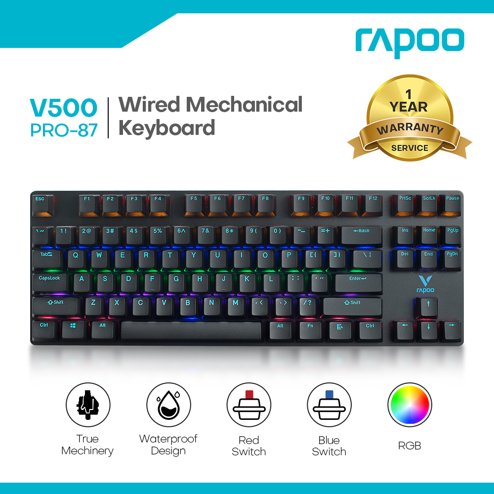 Rapoo V500PRO-87 Backlight Gaming Mechanical Wired Keyboard Dust and ...