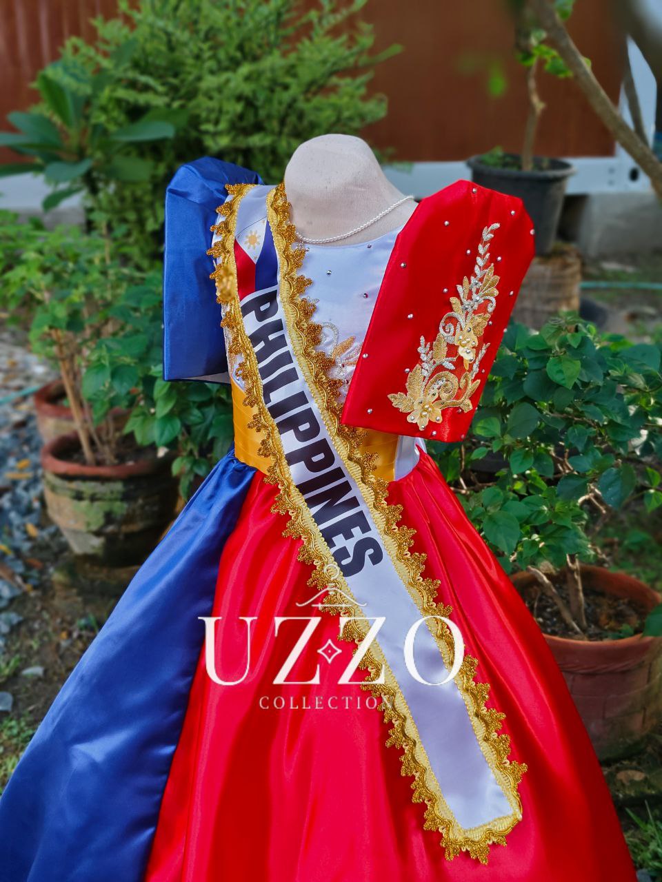 HABLON PH Flag Modern Filipiniana Girls Gown Buwan ng Wika Costume Ages 2-12 UN Day ASEAN Dress ...