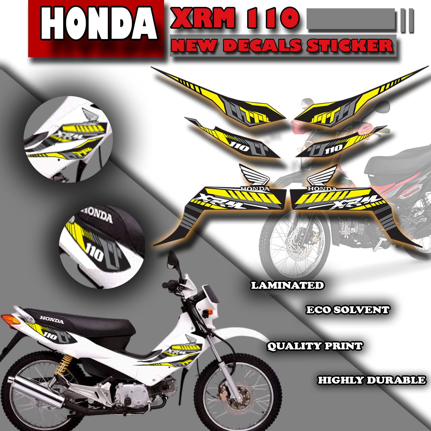 NEW DECALS STICKER FOR HONDA XRM110 MOTORCYCLE/ XRM NEW DECALS STICKER ...