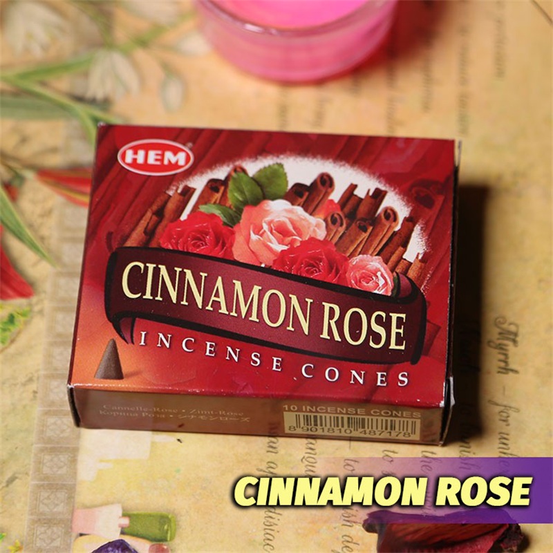 HEM Cinnamon Rose Incense Cones (10Pcs Per Box / with Holder) Original ...
