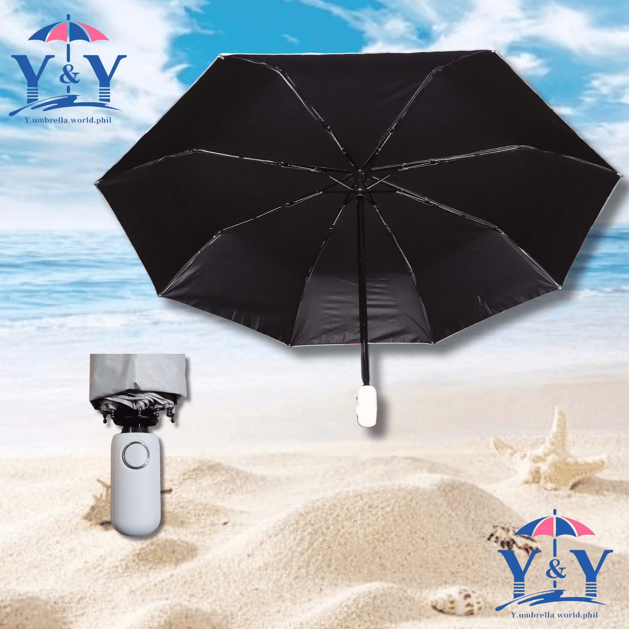 WY 3folds Labubu Automatic black uv coated SPF 50 labubu design with ...