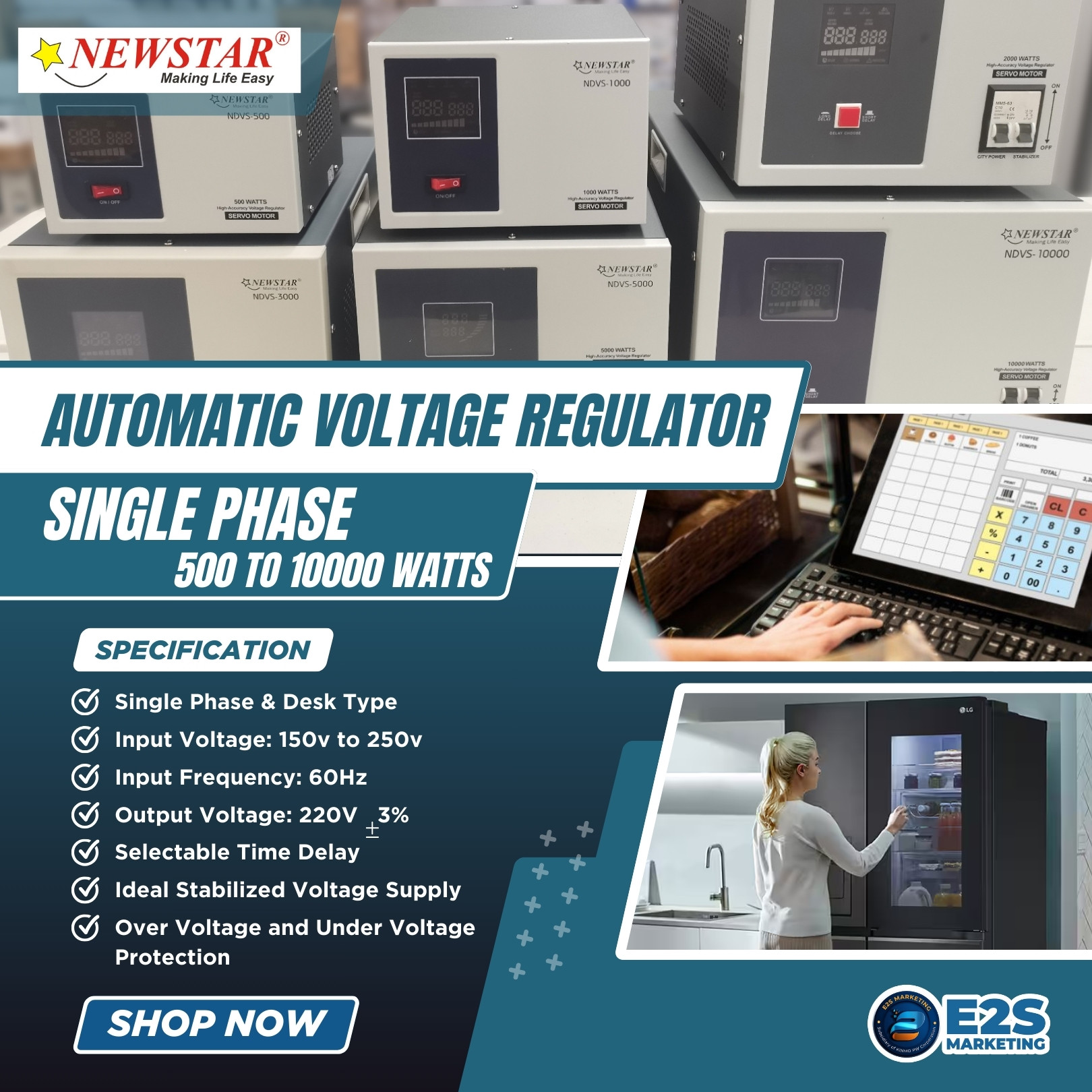 Newstar NDVS-5000 Servo Motor 5000Watts High Accuracy Automatic Voltage ...