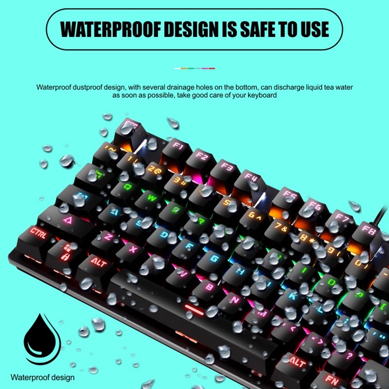 Leaven K550 Mechanical Keyboard 87 Keys with RGB Colorful Light Effect Blue Switch Gaming ...